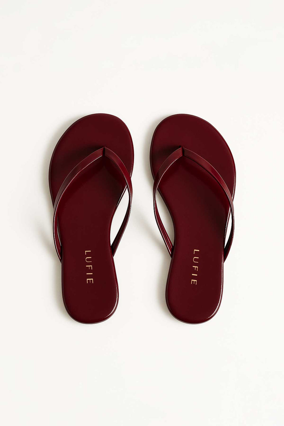 Lufie Essential Patent Flip Flop Burgundy Red Sandal +Comfort